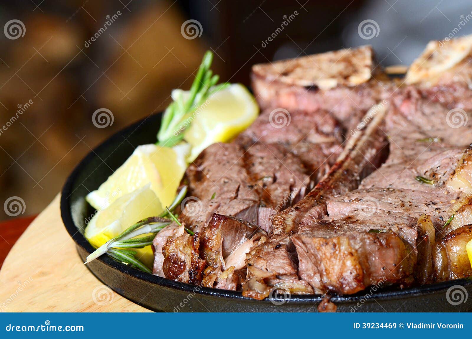 Stake from Mutton with a Lemon Stock Image - Image of macro, barbecue ...