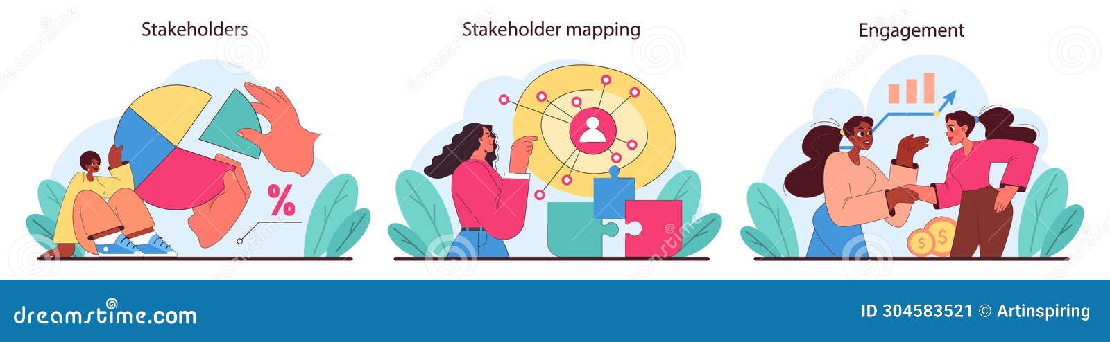 Stakeholder Engagement Set. Illustrating Dynamic Interactions ...