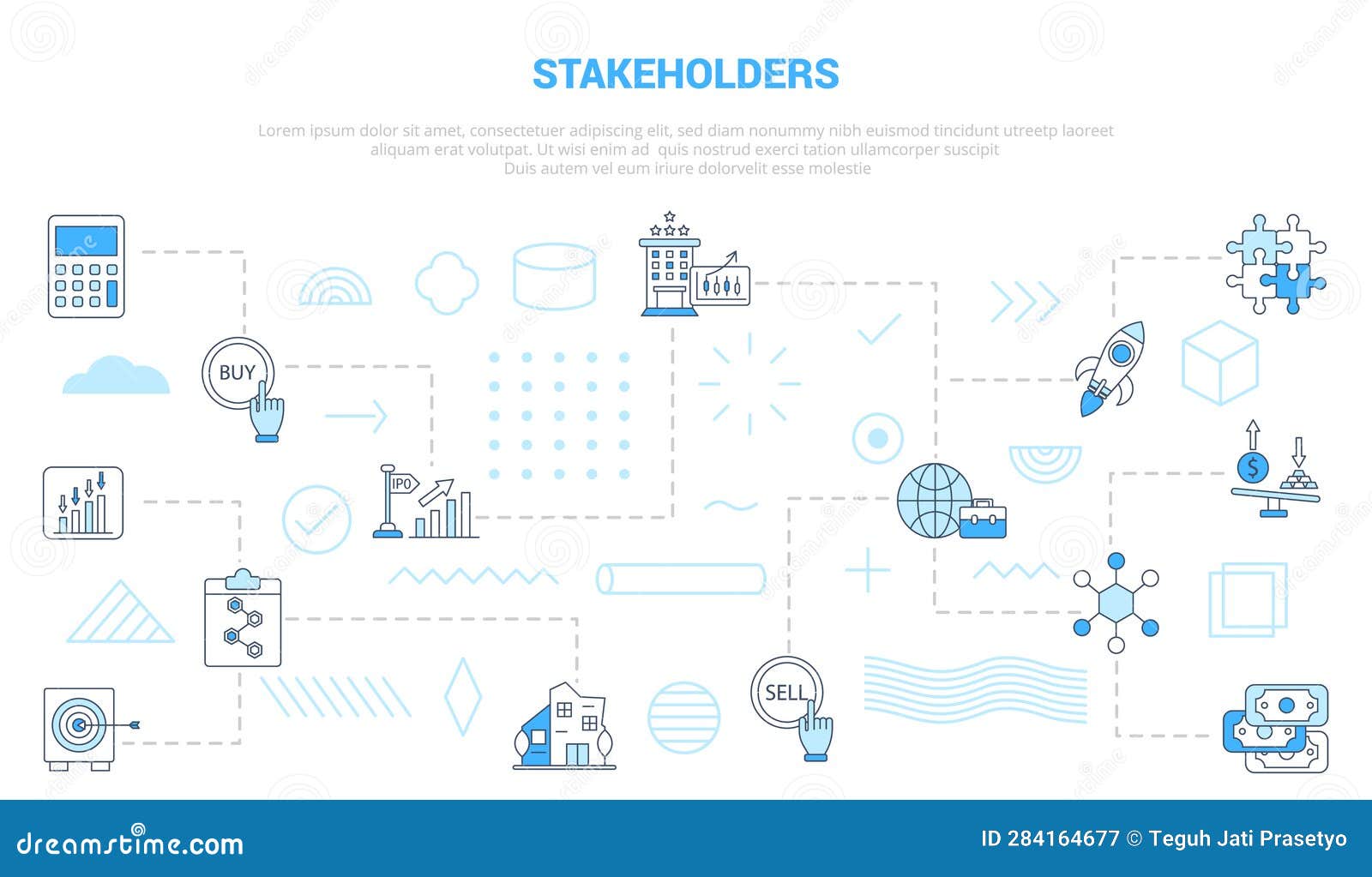 Stakeholders Concept With Icon Set Template Banner With Modern Blue ...