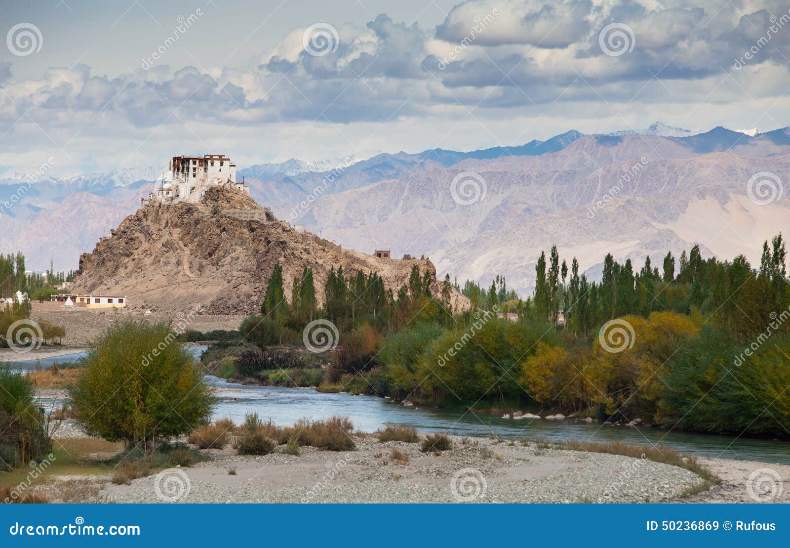 Stakna Monastery Above Indus River With View Of Himalayan Mountians ...