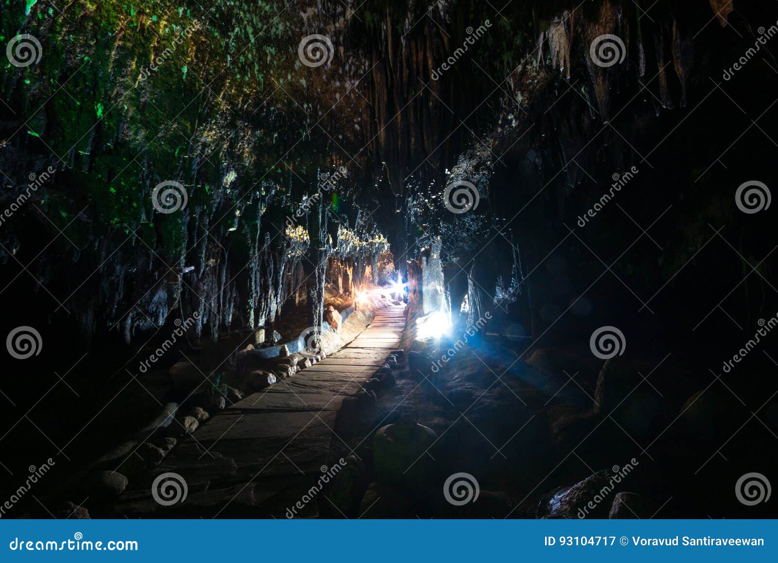 Stalactite in Cave Interior with Color Light at Khao Bin Cave Stock ...