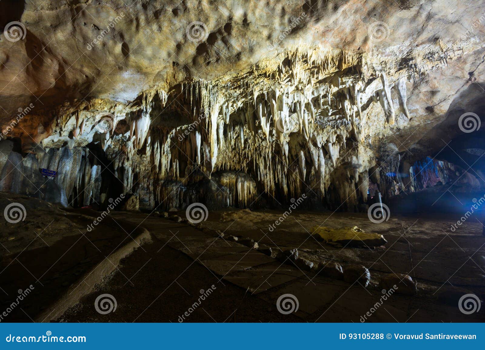Stalactite in Cave Interior with Color Light at Khao Bin Cave Stock ...