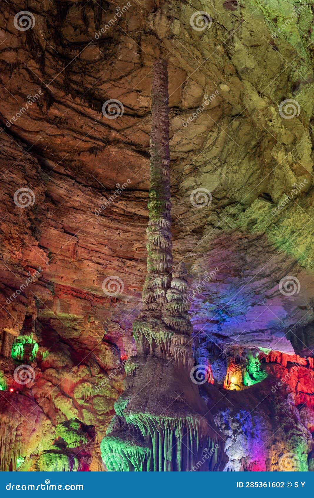 Stalactite caves stock photo. Image of lights, cave - 285361602