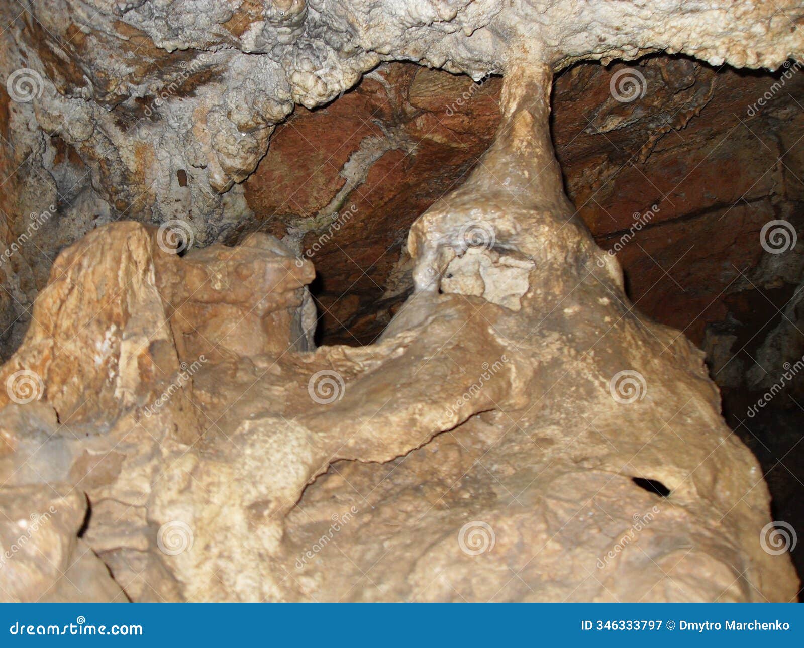 Stalactite Formation Growing from Cave Ceiling Stock Image - Image of ...