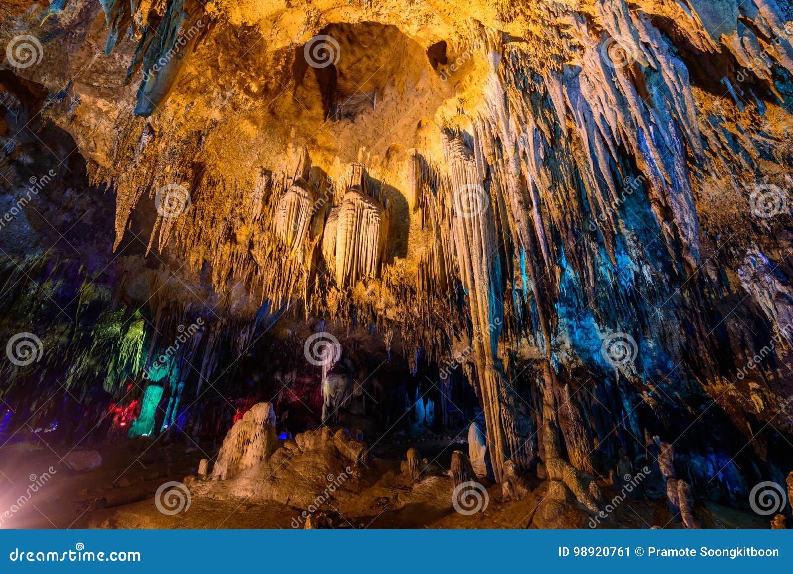 Stalactite Stalactites with Color Lighting Stock Image - Image of stone ...