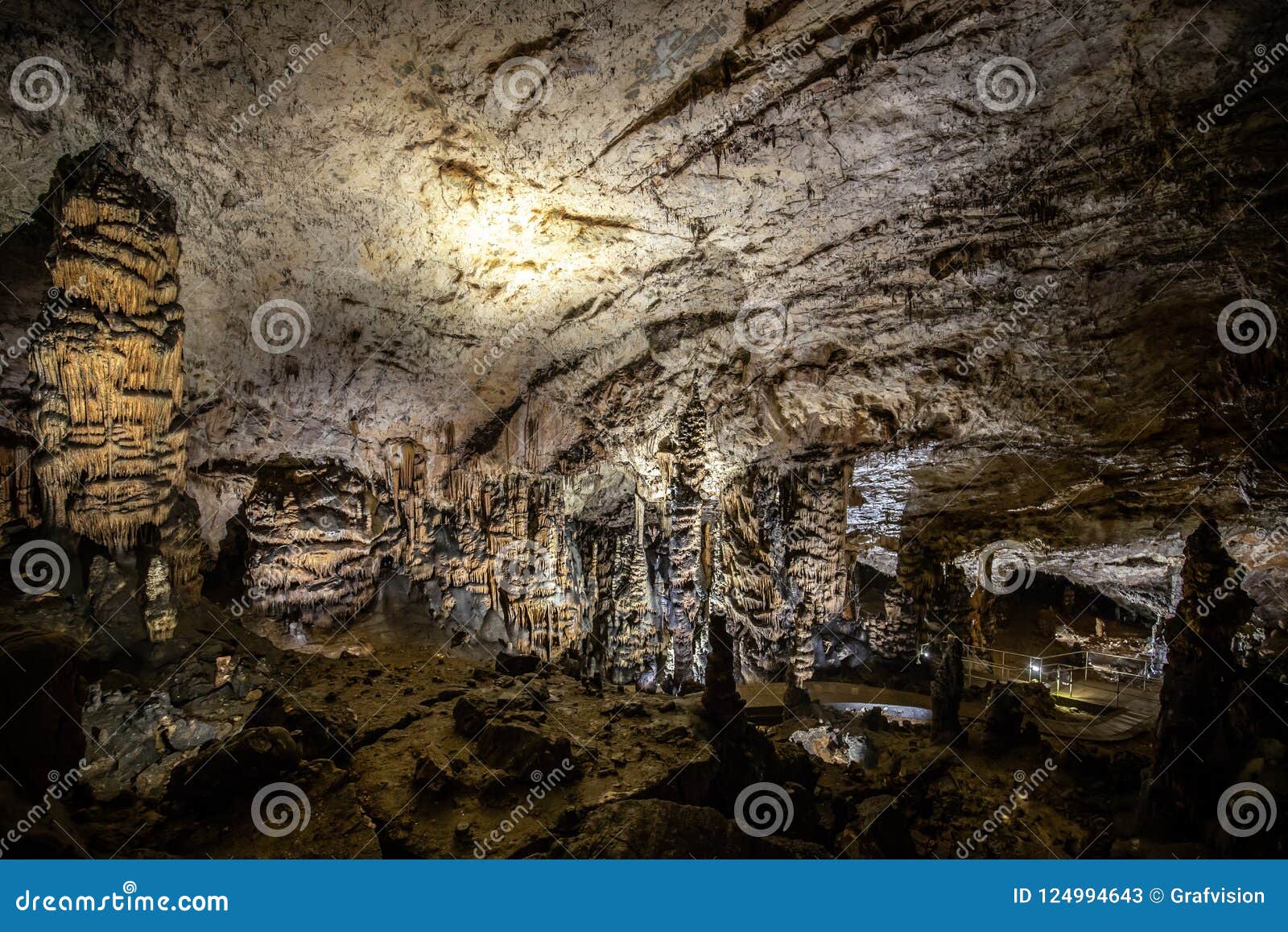 Stalactite and stalagmite stock image. Image of cavern - 124994643