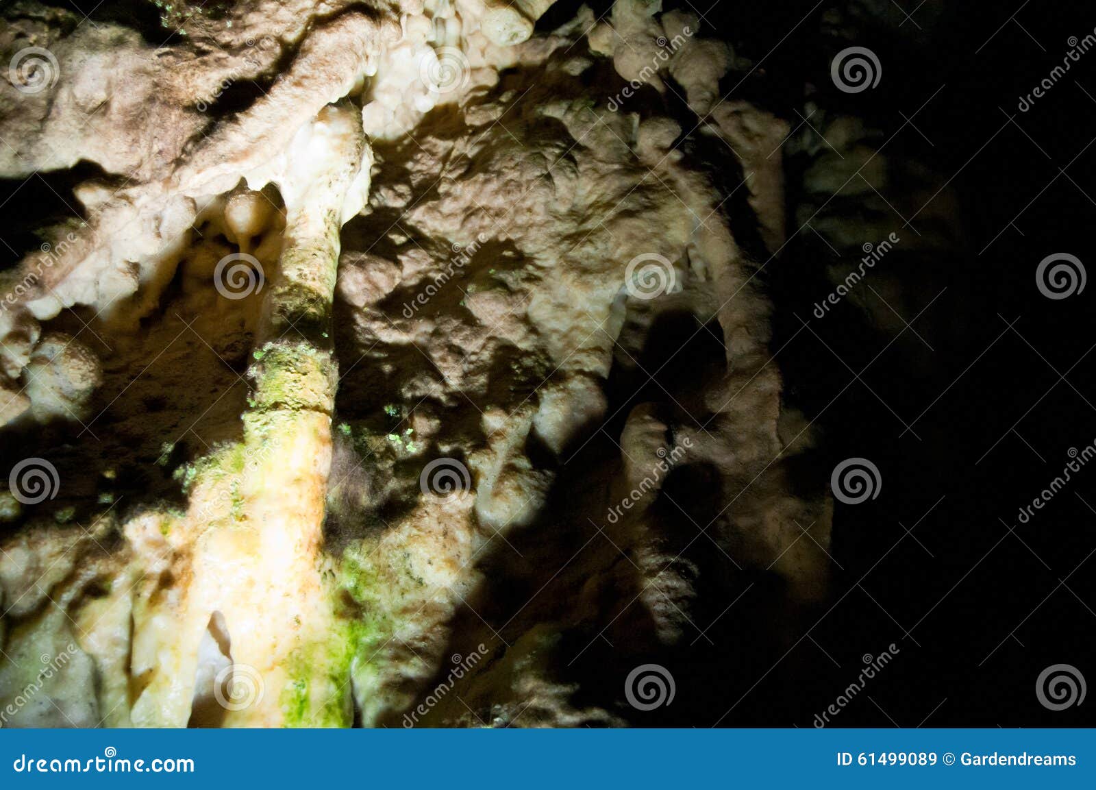 Stalactites and Flowstone in Dark Cave Stock Image - Image of mystery ...