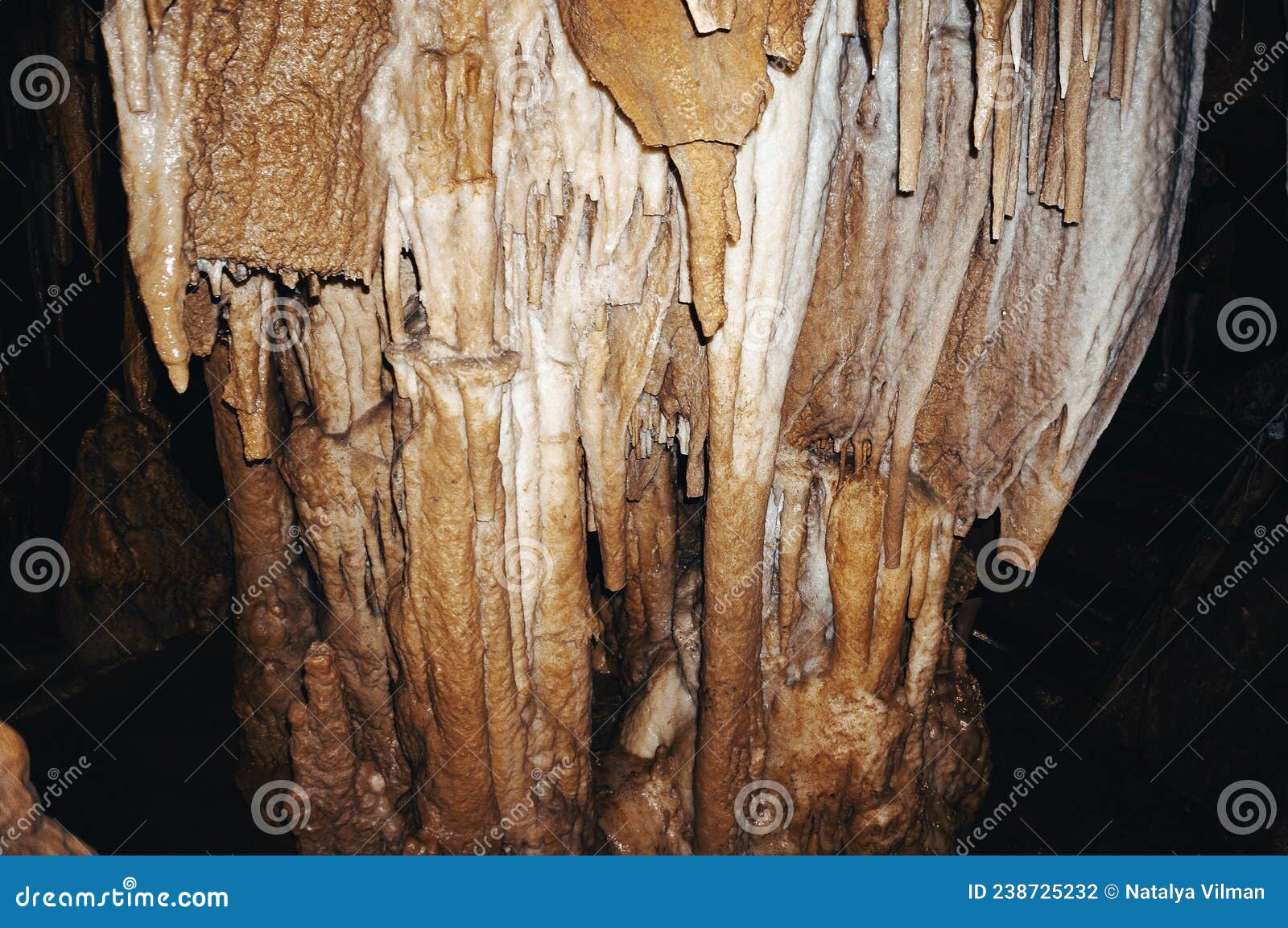 Stalactites Hanging from the Ceiling of the Cave. Russia, Crimea Stock ...