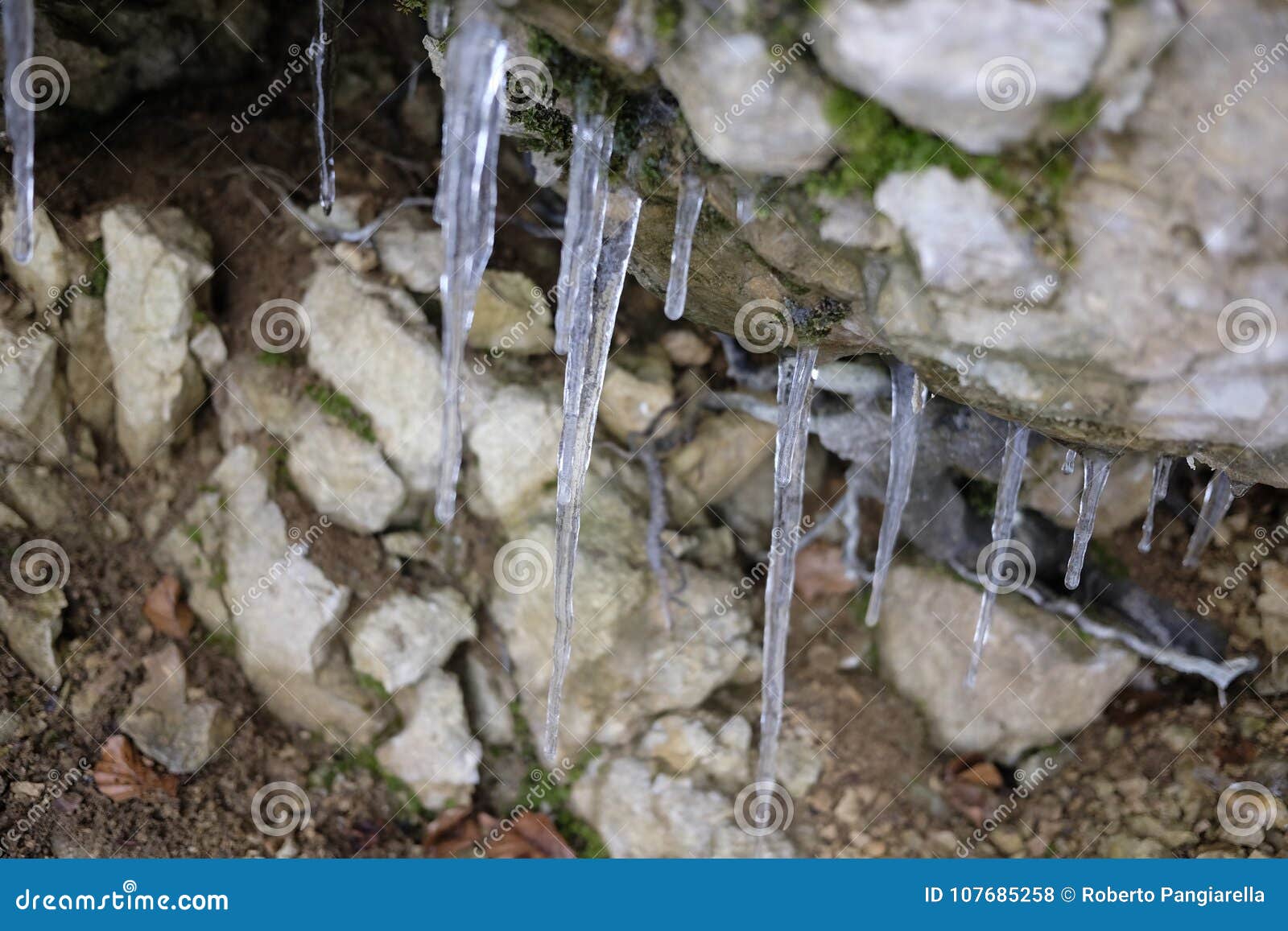Stalactites of ice stock photo. Image of icicle, icicles - 107685258