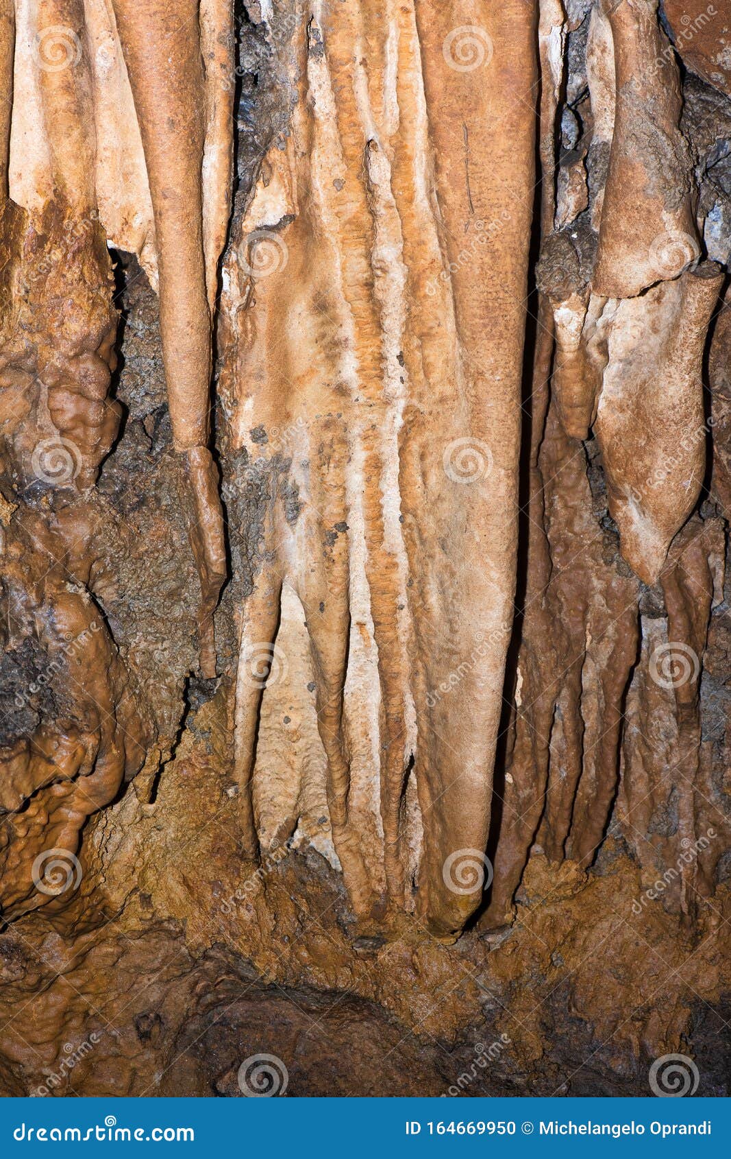 Stalactites in Limestone Caves Visited by Speleologists Stock Photo ...