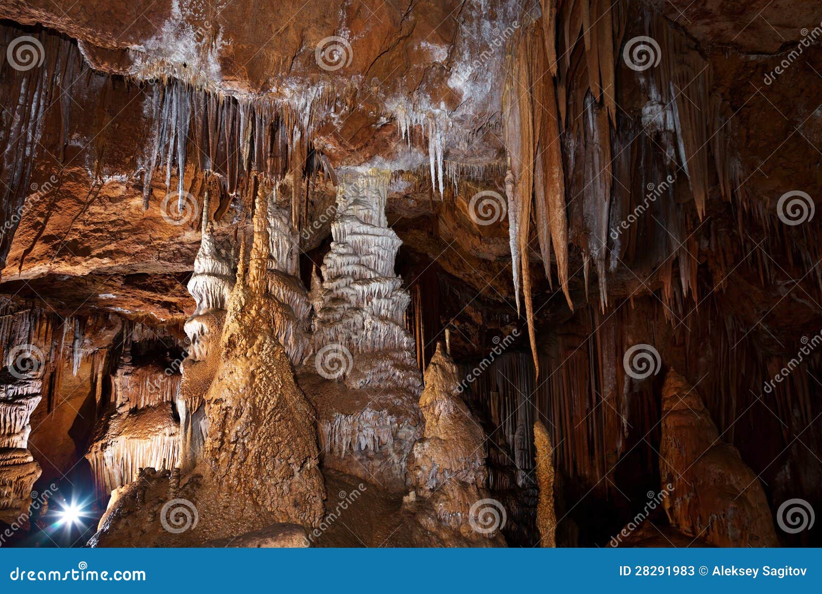 Stalactites and Stalagmites in a Cave Stock Image - Image of mineral ...