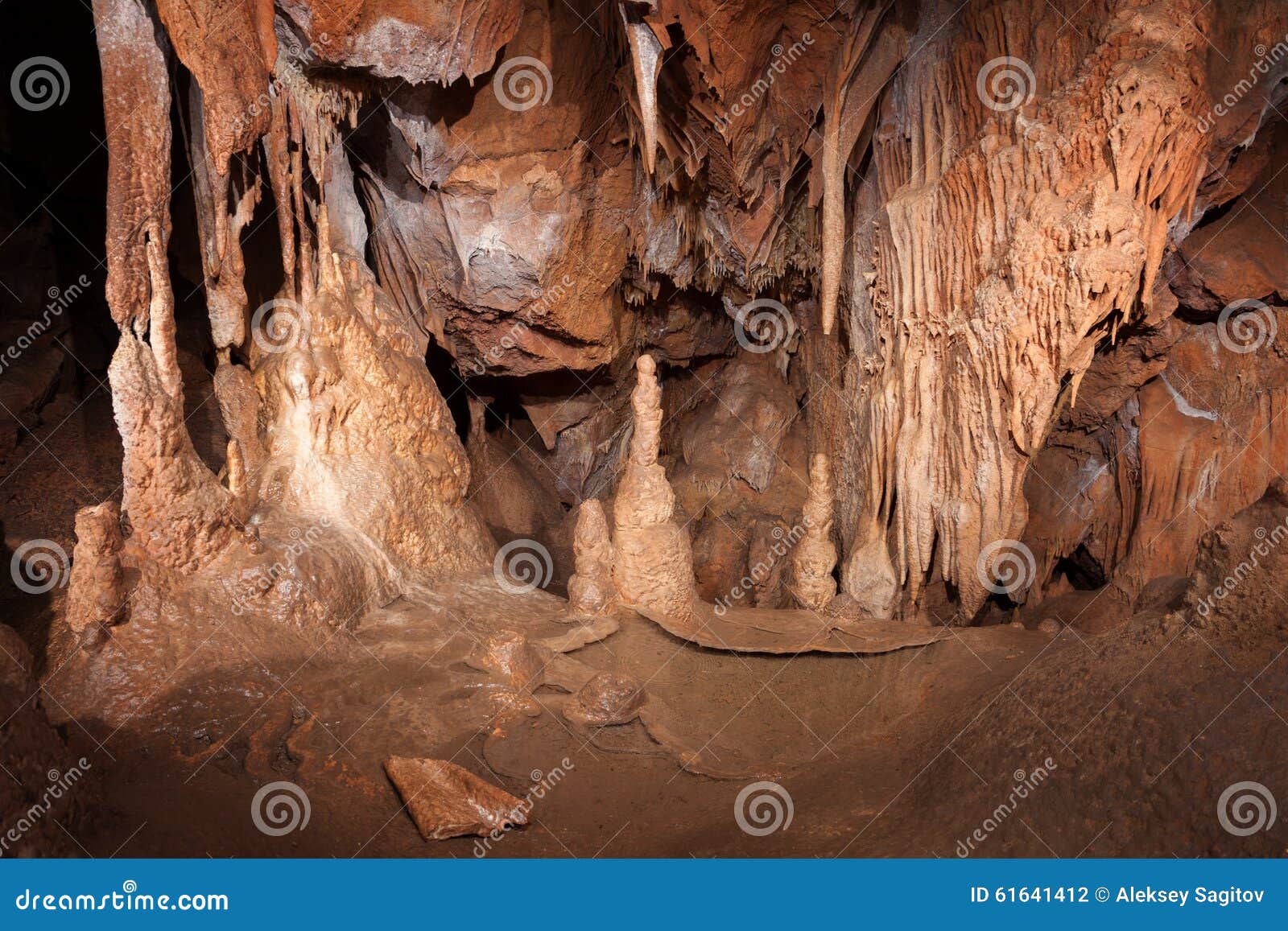 Stalactites and Stalagmites in a Cave Stock Photo - Image of damp ...