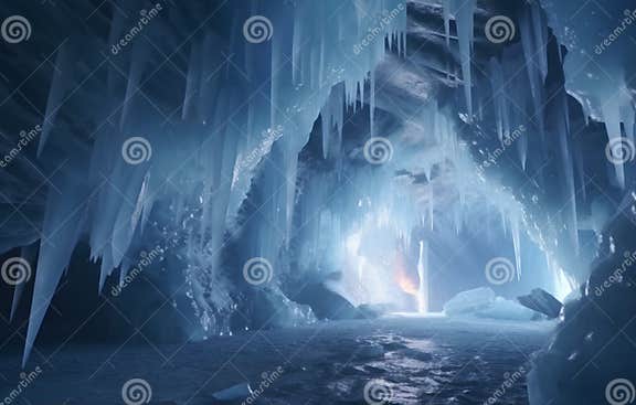 Stalactites and Stalagmites in an Ice Cave Stock Illustration ...