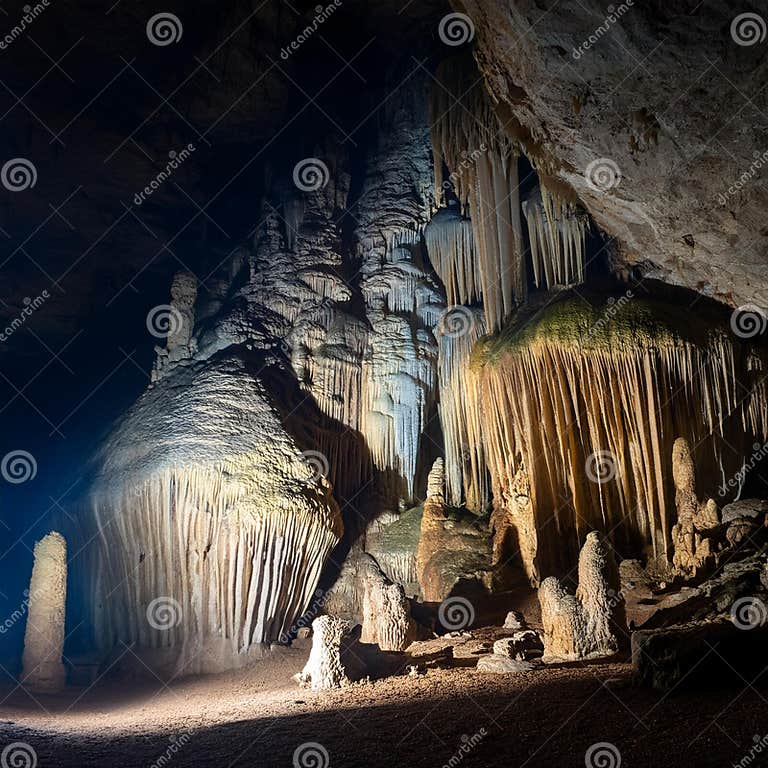 Stalagmites and Stalactites, AI Generated Stock Illustration ...