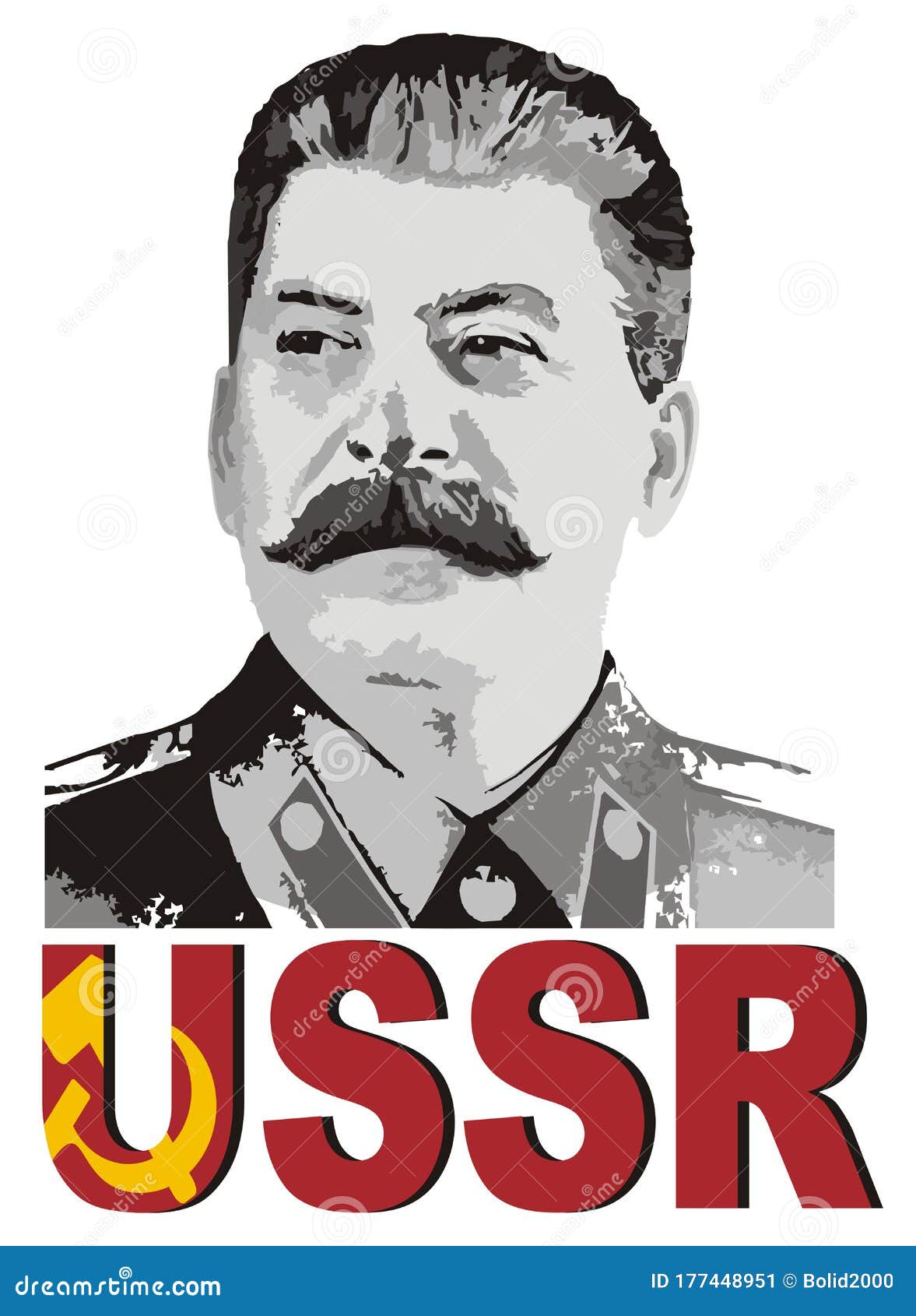 Portrait of Joseph Stalin stock illustration. Illustration of black ...