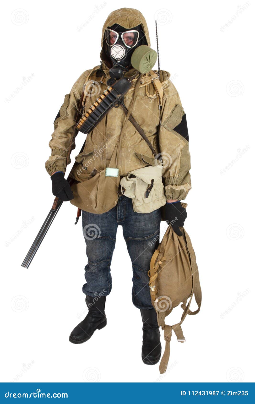 Stalker in Gas Mask with Gun Stock Image - Image of future, gasmask ...