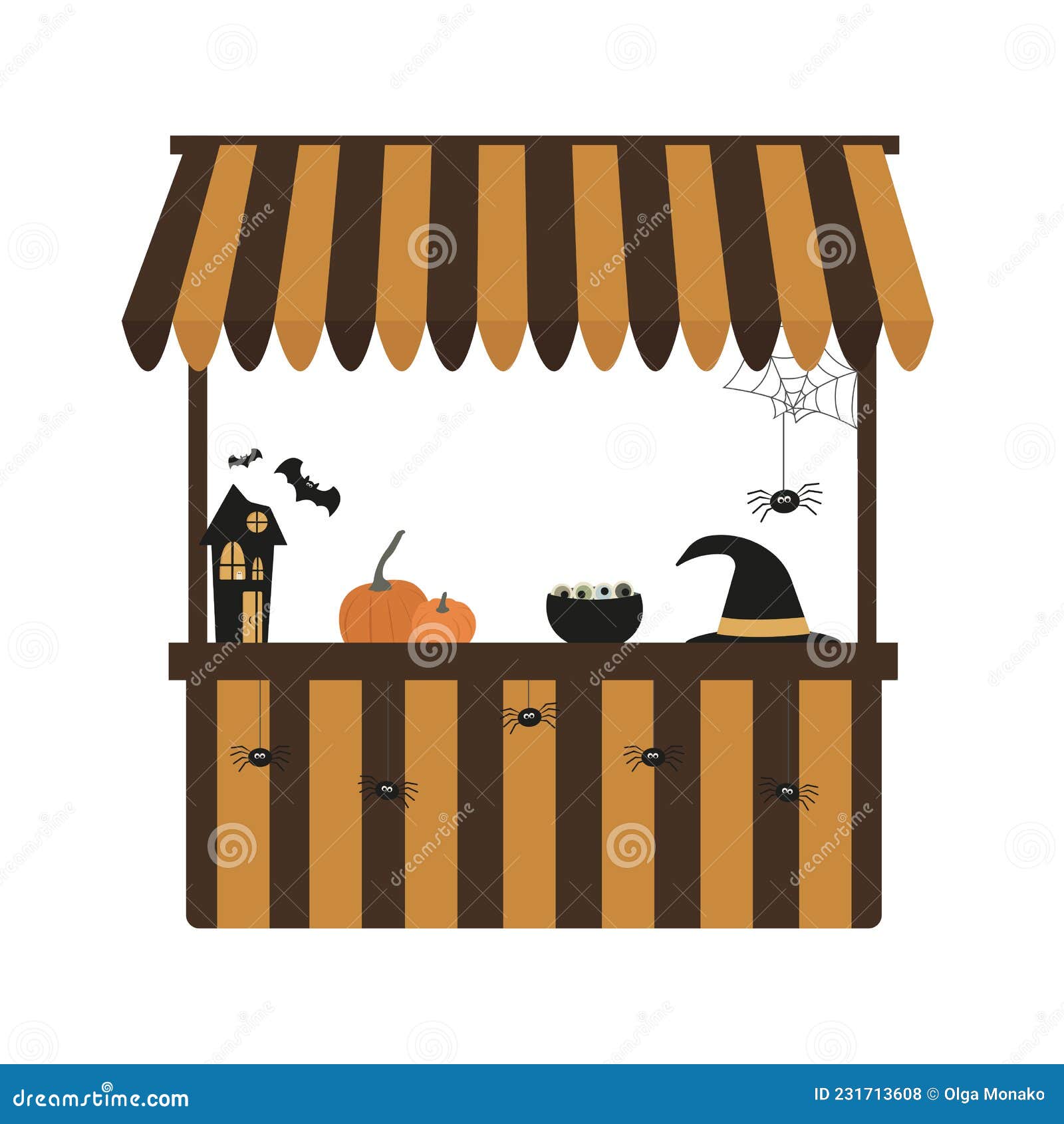 Halloween stall counter stock vector. Illustration of facade - 231713608