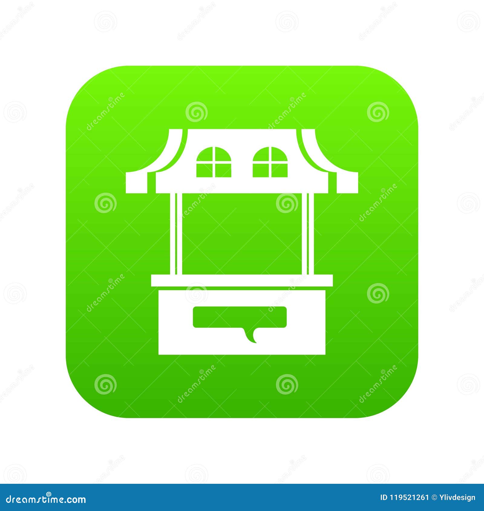 Stall icon green vector stock vector. Illustration of roof - 119521261