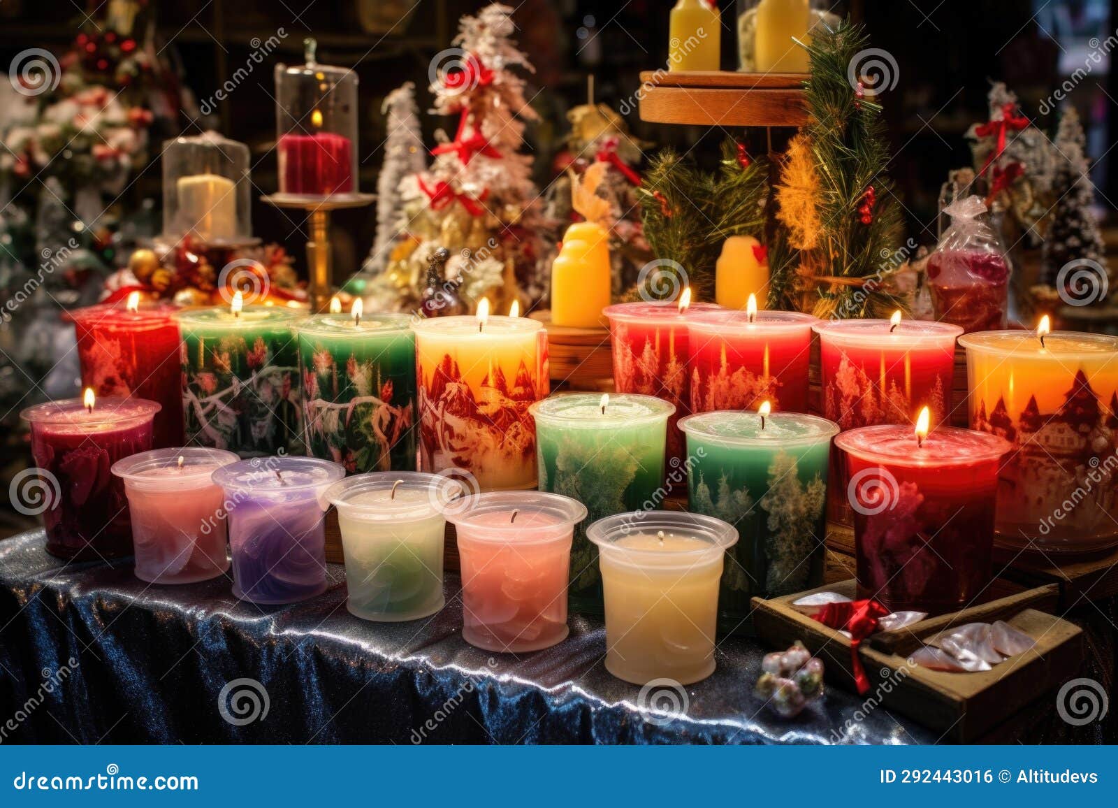 Stall Selling Assorted Christmas Themed Candles Stock Illustration ...