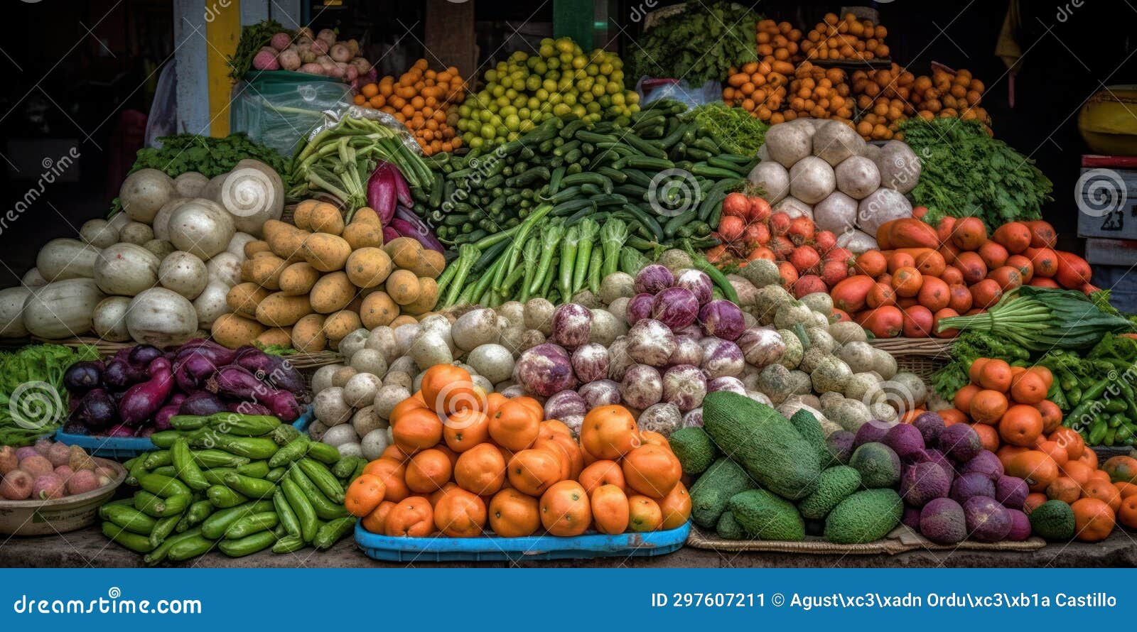 Stall Selling Fresh Fruit and Vegetables, Retail. Stock Image - Image ...