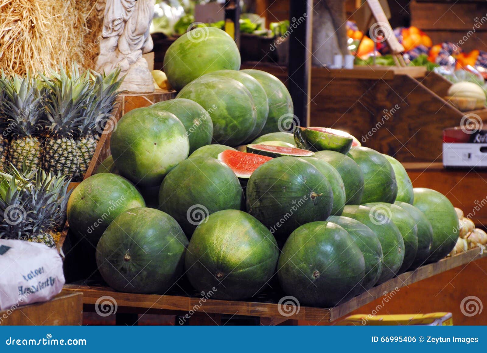 Stall with Watermelons and Pineapples. Stock Photo - Image of adelaide ...