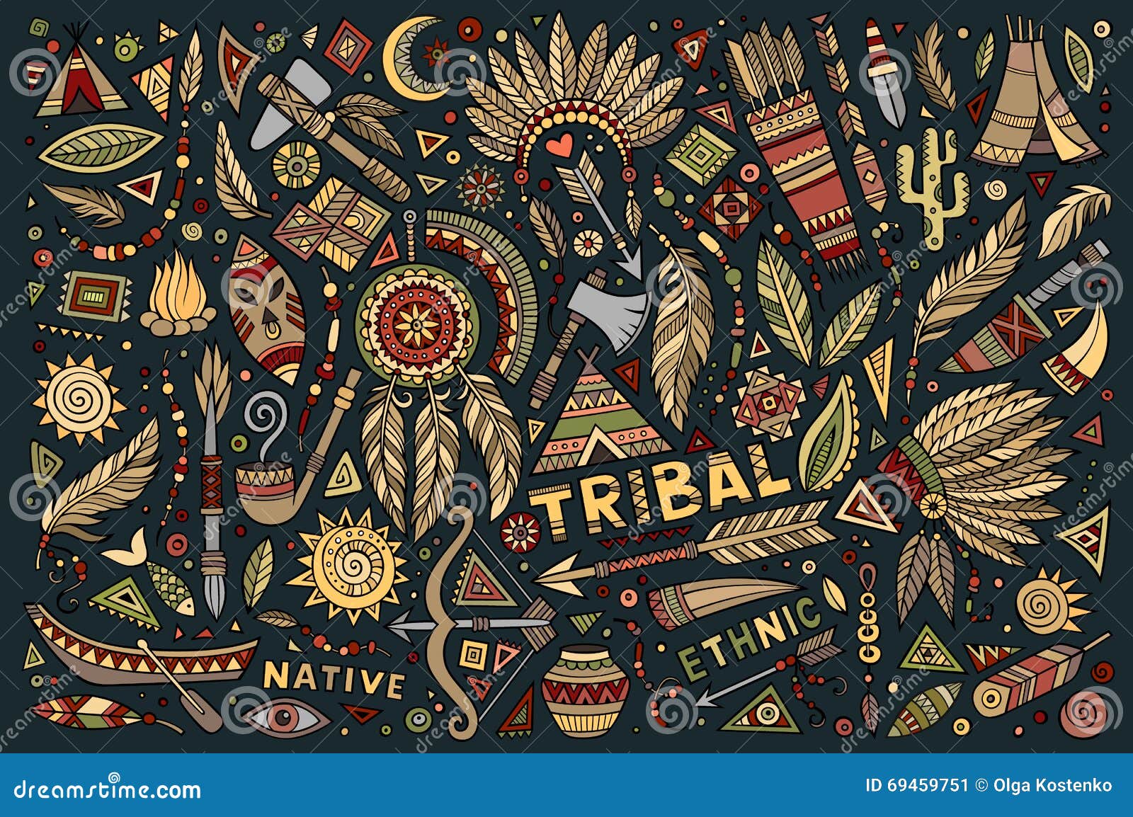 Stammen Inheemse Reeks Symbolen Vector Illustratie - Illustration of ...