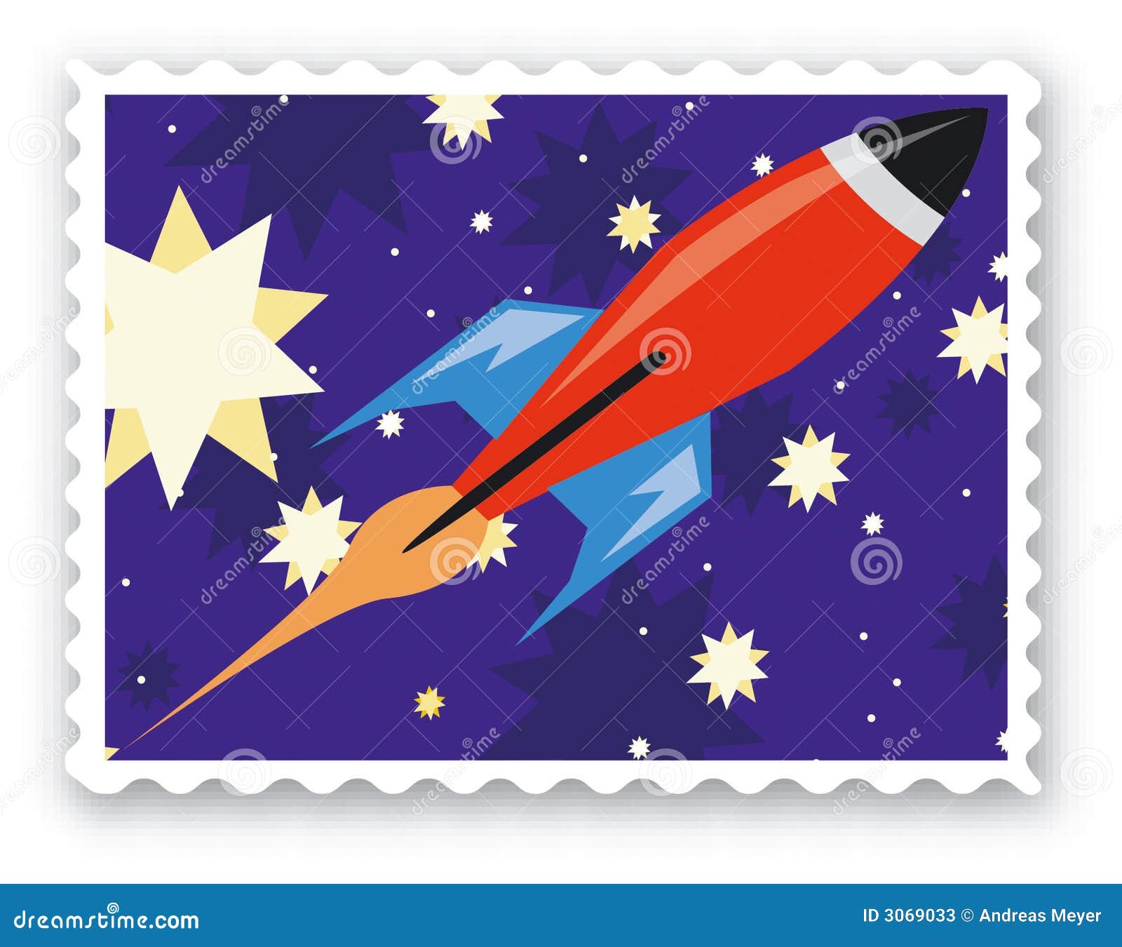 Stamp stock vector. Illustration of star, rocket, planet - 3069033