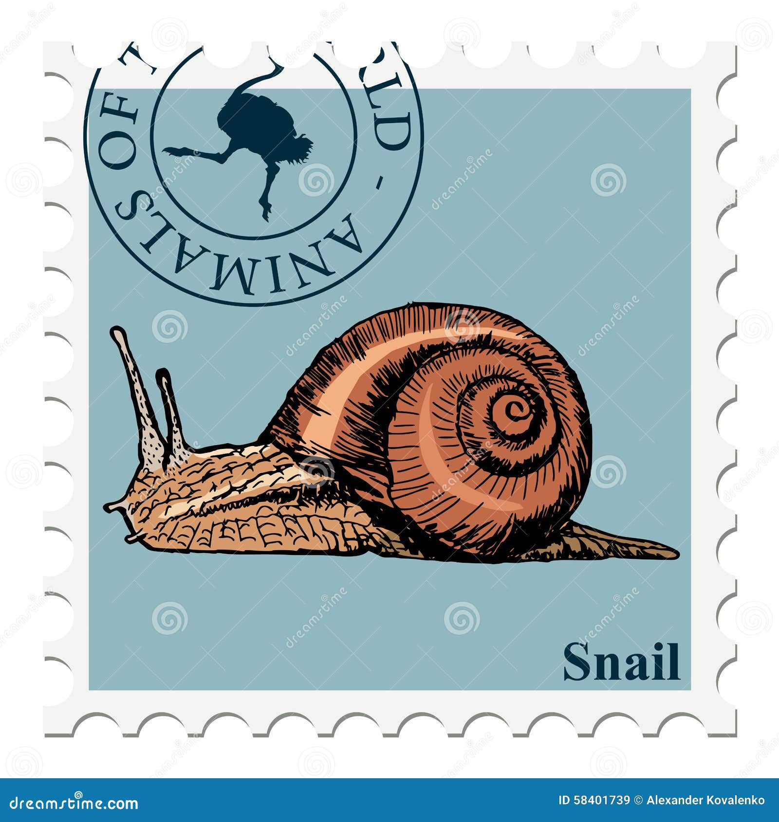 Stamp with animal stock illustration. Illustration of mollusk - 58401739