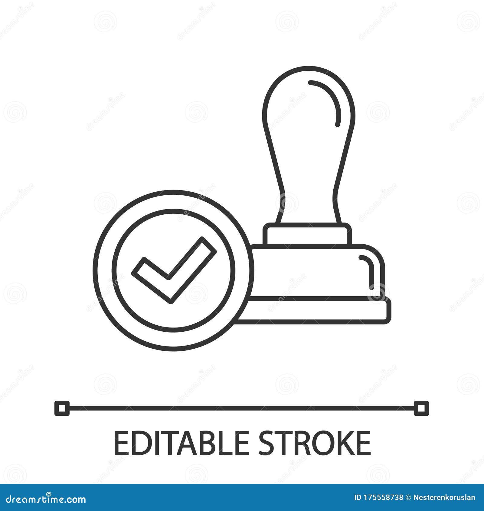 Stamp approved linear icon stock vector. Illustration of mark - 175558738