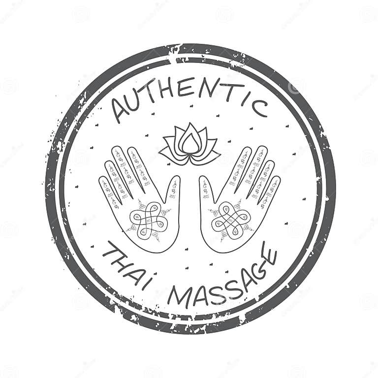 Stamp Authentic Thai Massage. Hands with a Thai Pattern Stock Vector ...