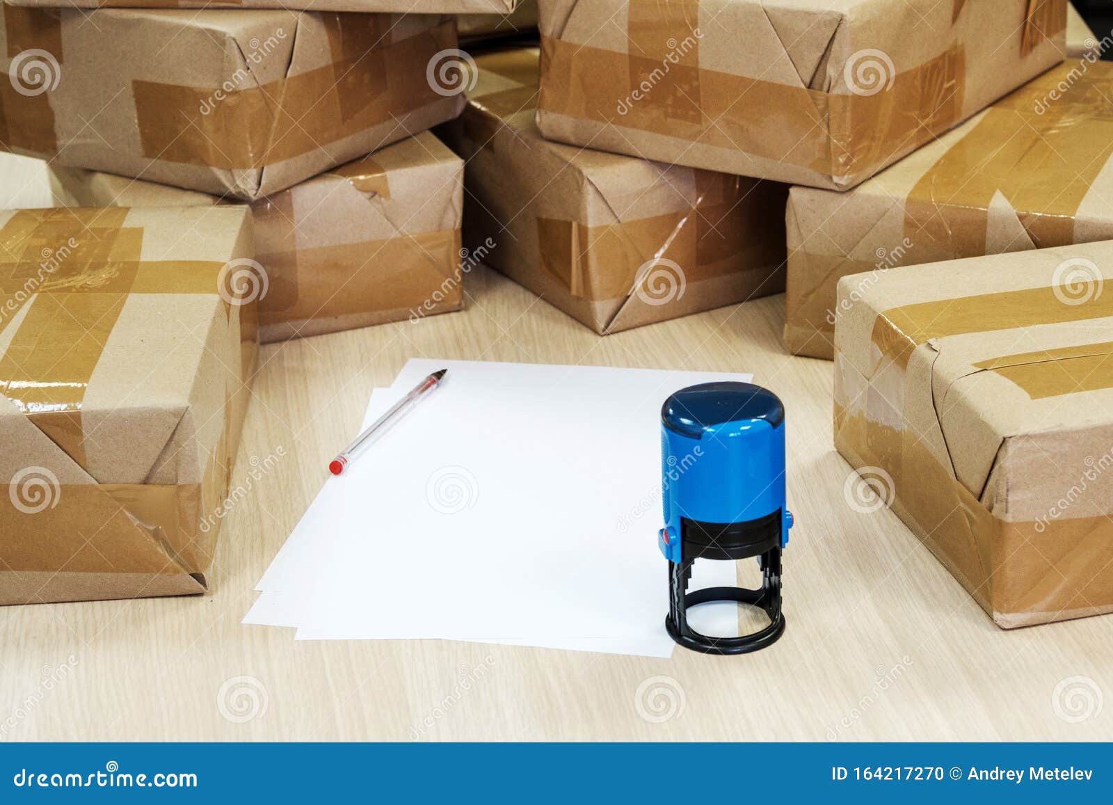 Sealed Bundles And A Sheet Of Paper With A Fountain Pen Stock ...