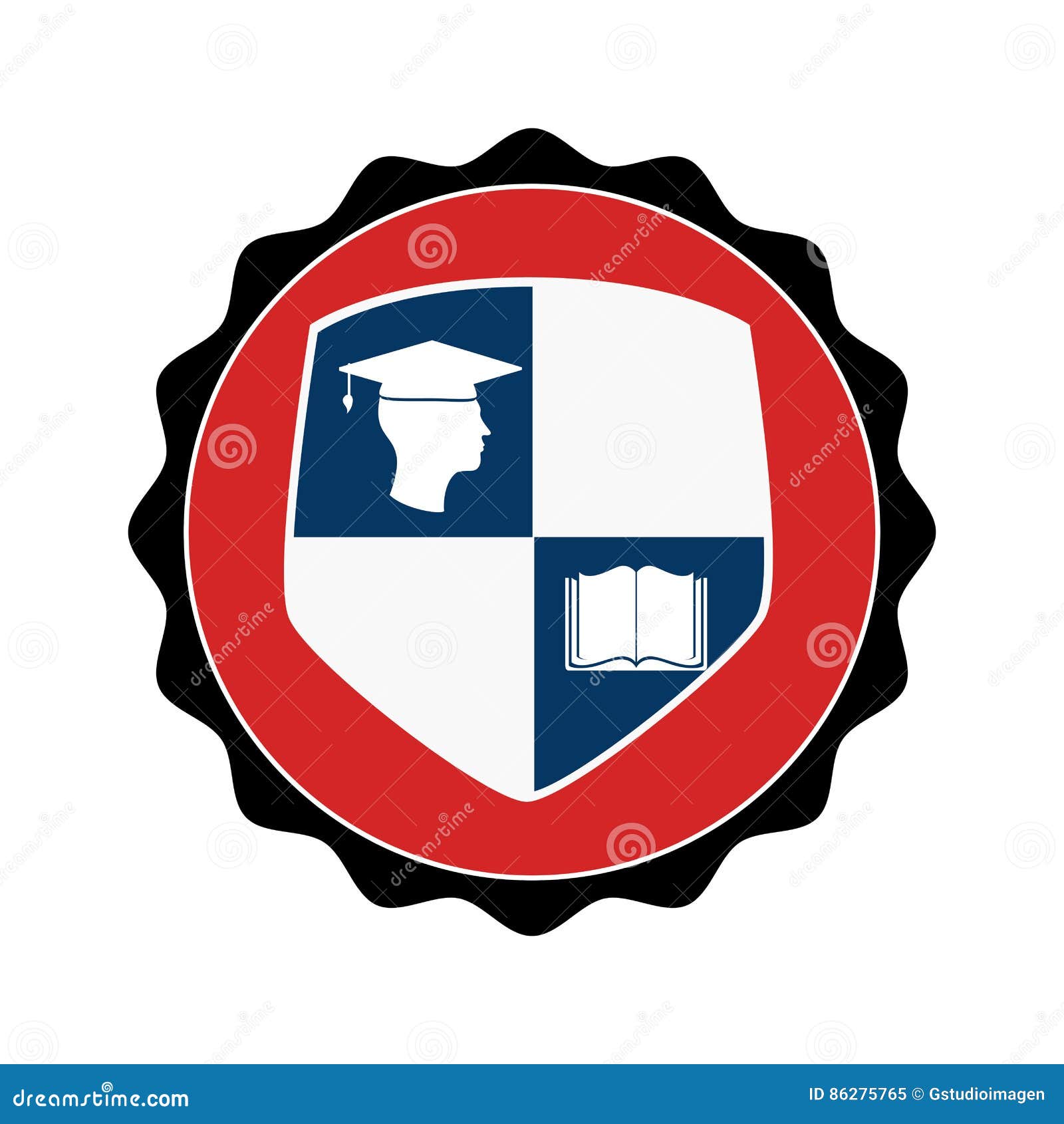 Stamp Circular with Shield Elements Graduation Stock Vector ...