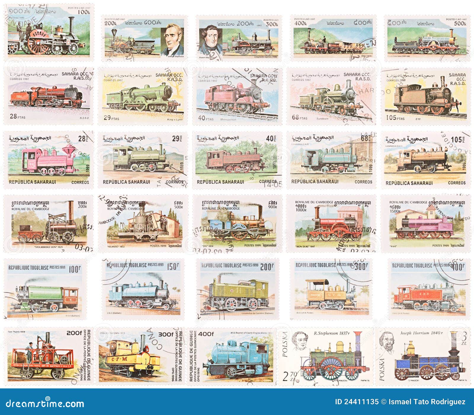 Stamp Collection: Steam Locomotives Editorial Image - Image of ...