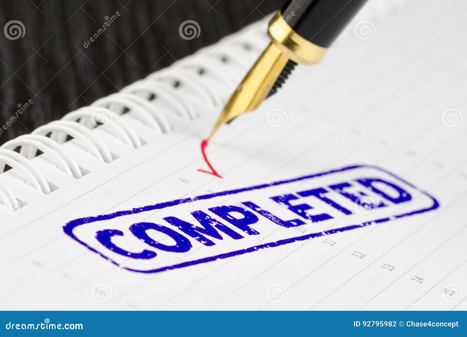 Stamp Completed and Fountain Pen Macro. Stock Photo - Image of complete ...