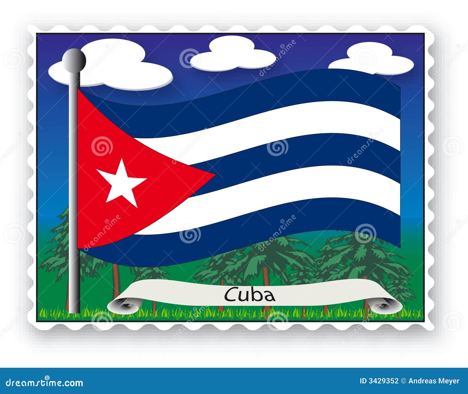 Stamp Cuba stock vector. Illustration of nation, blue - 3429352