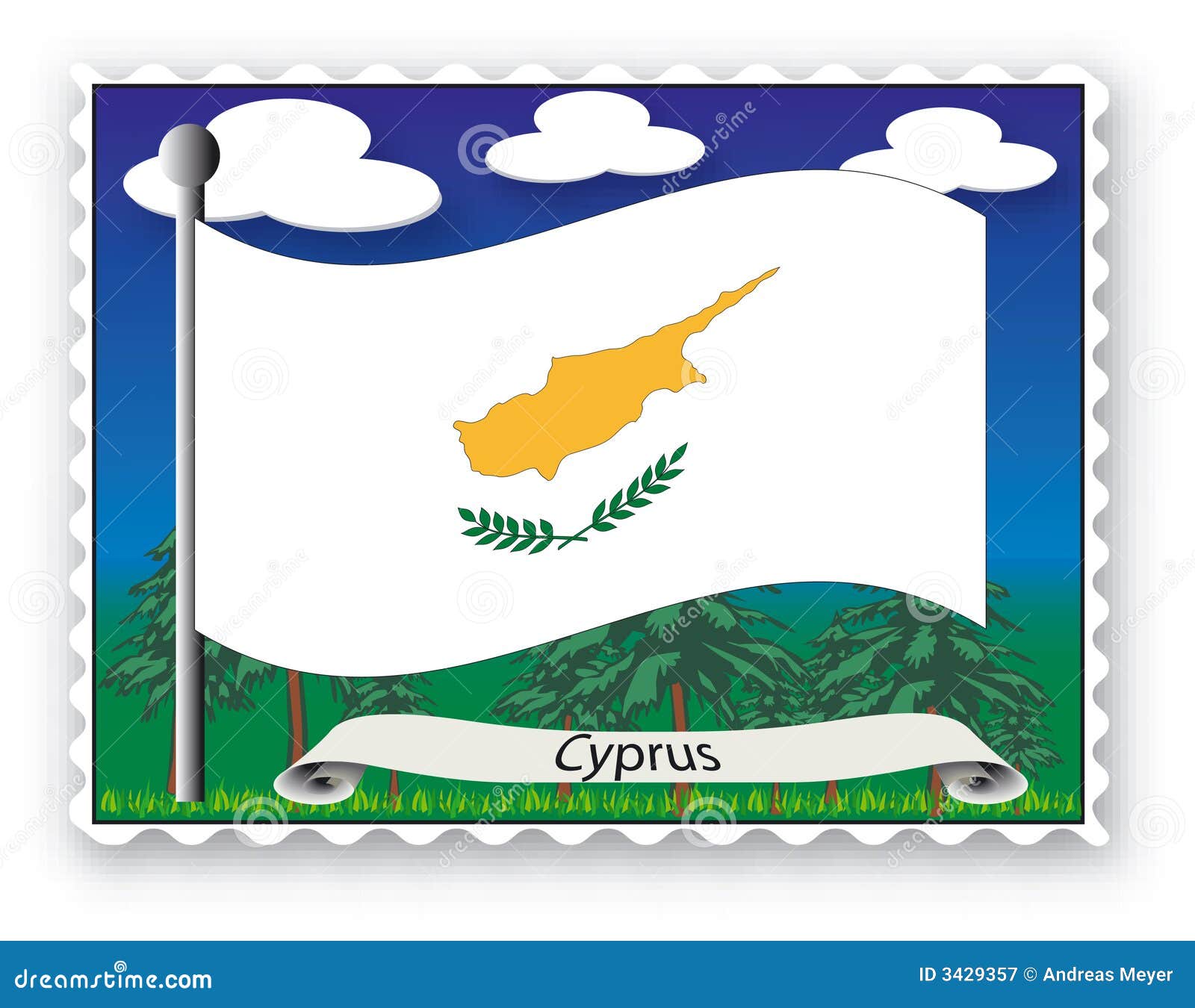 Stamp Cyprus stock vector. Illustration of nationality - 3429357