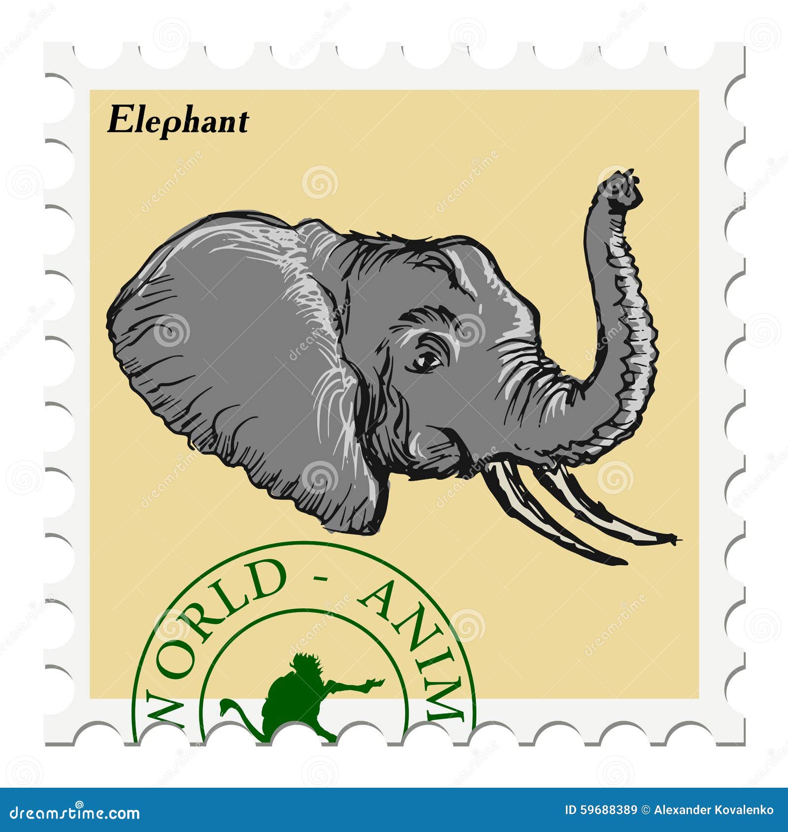Stamp with elephant stock illustration. Illustration of communication ...