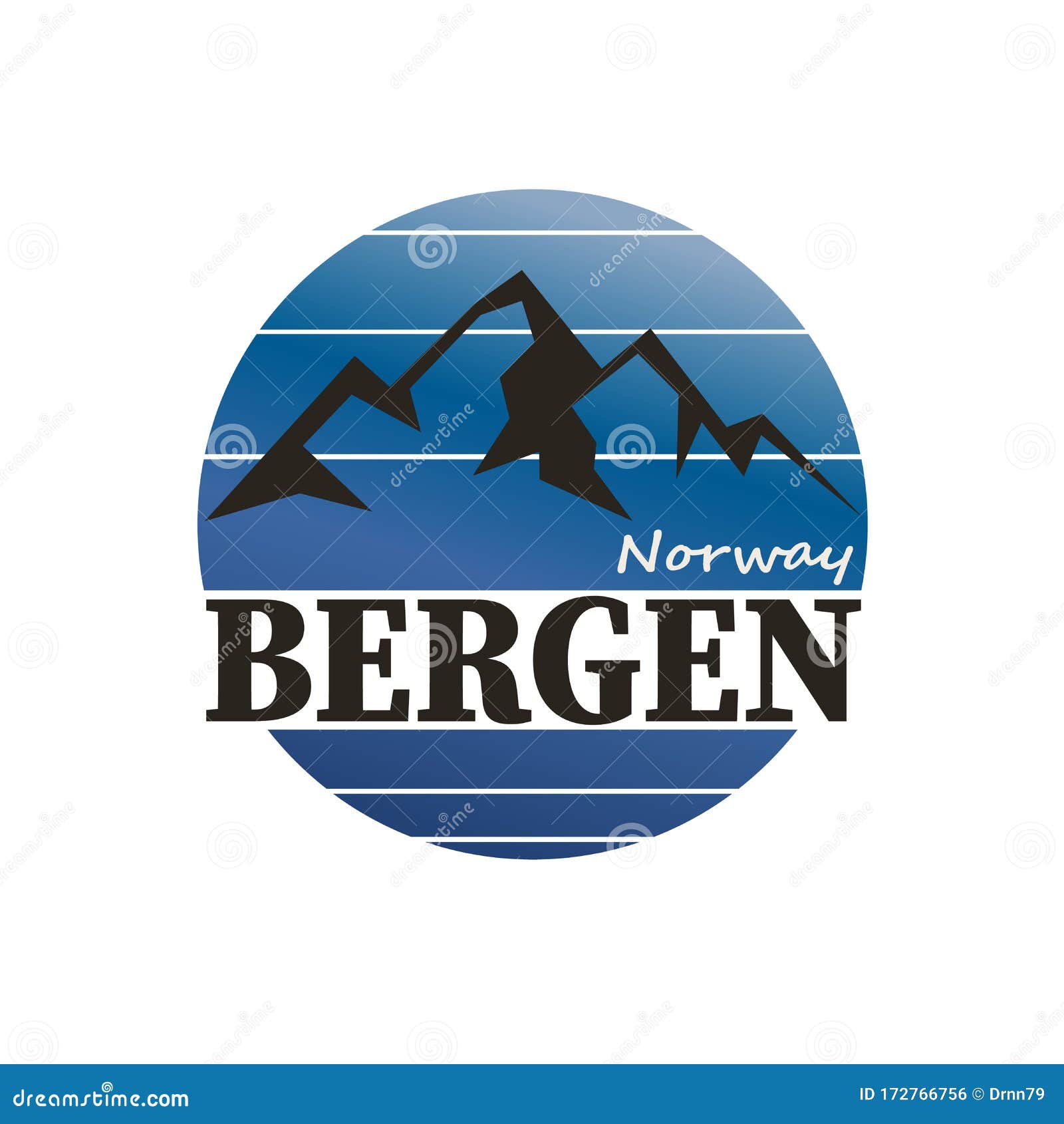 Bergen Norway Downtown Waterfront Poster Vector Illustration ...