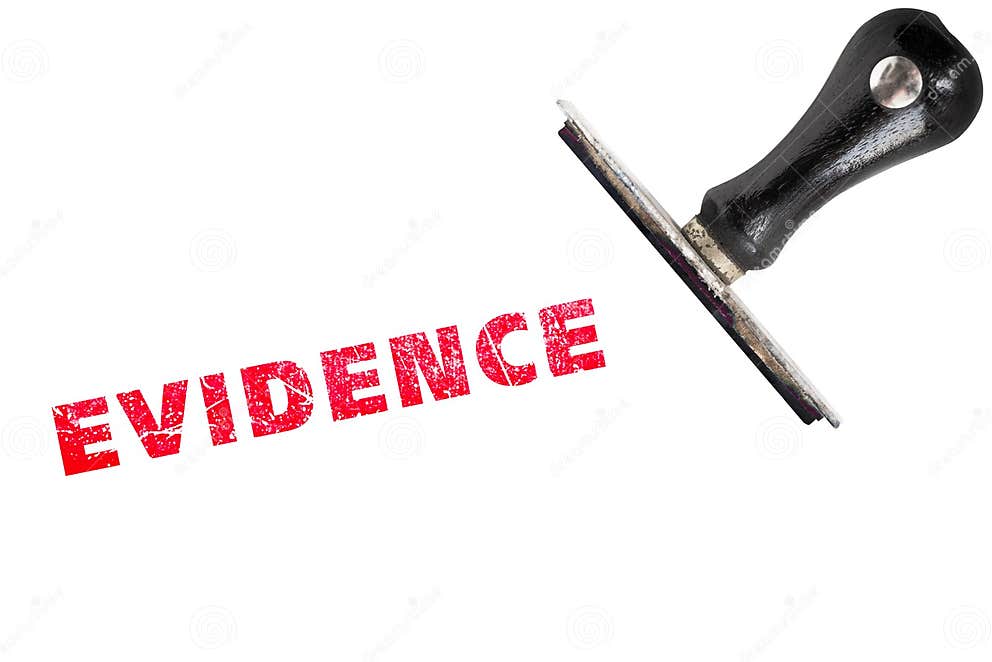 Stamp Evidence in Red Over White Background Stock Photo - Image of ...