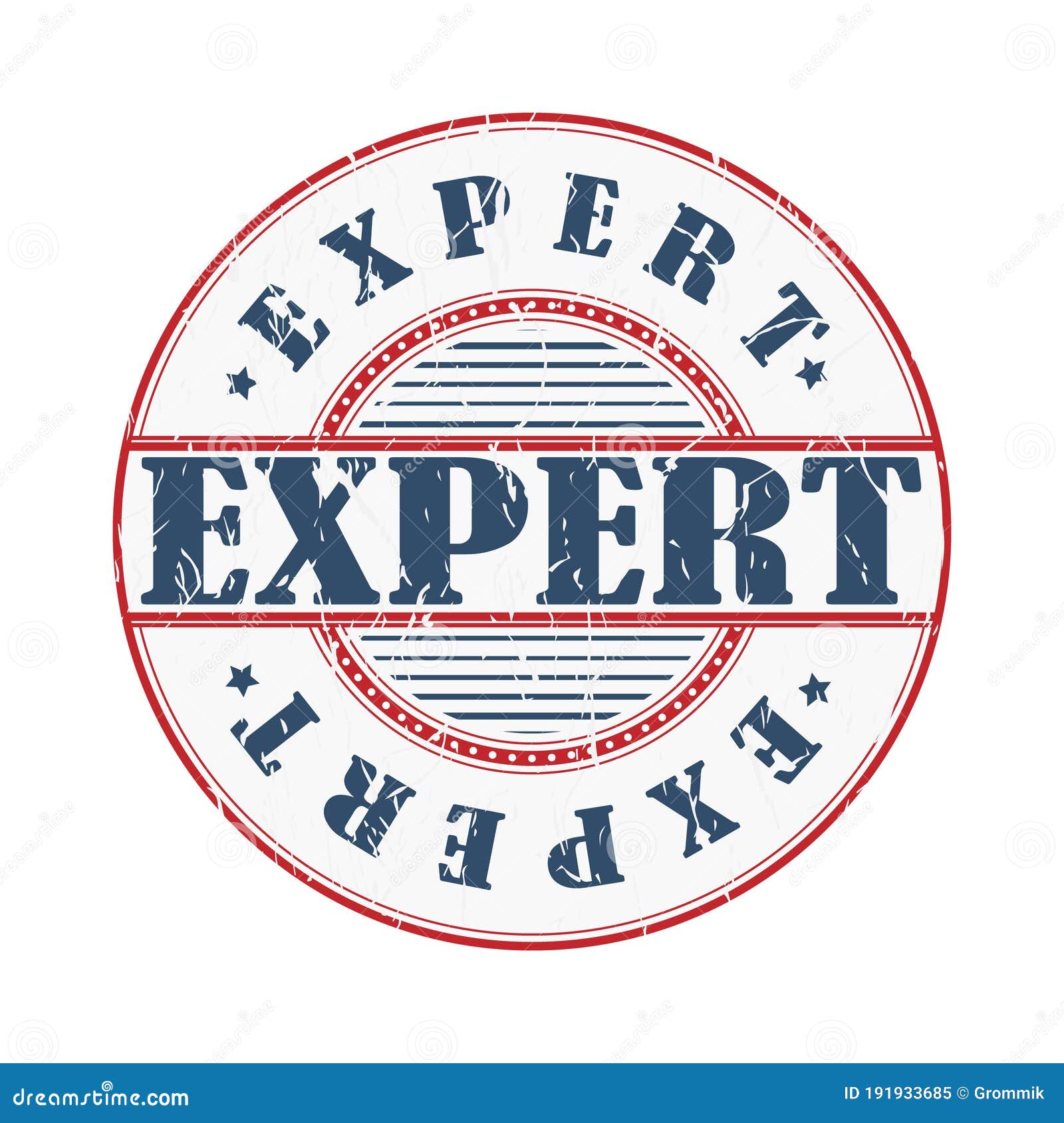 Stamp with the EXPERT Impression. Grunge Style with Scuffed Edges Stock ...