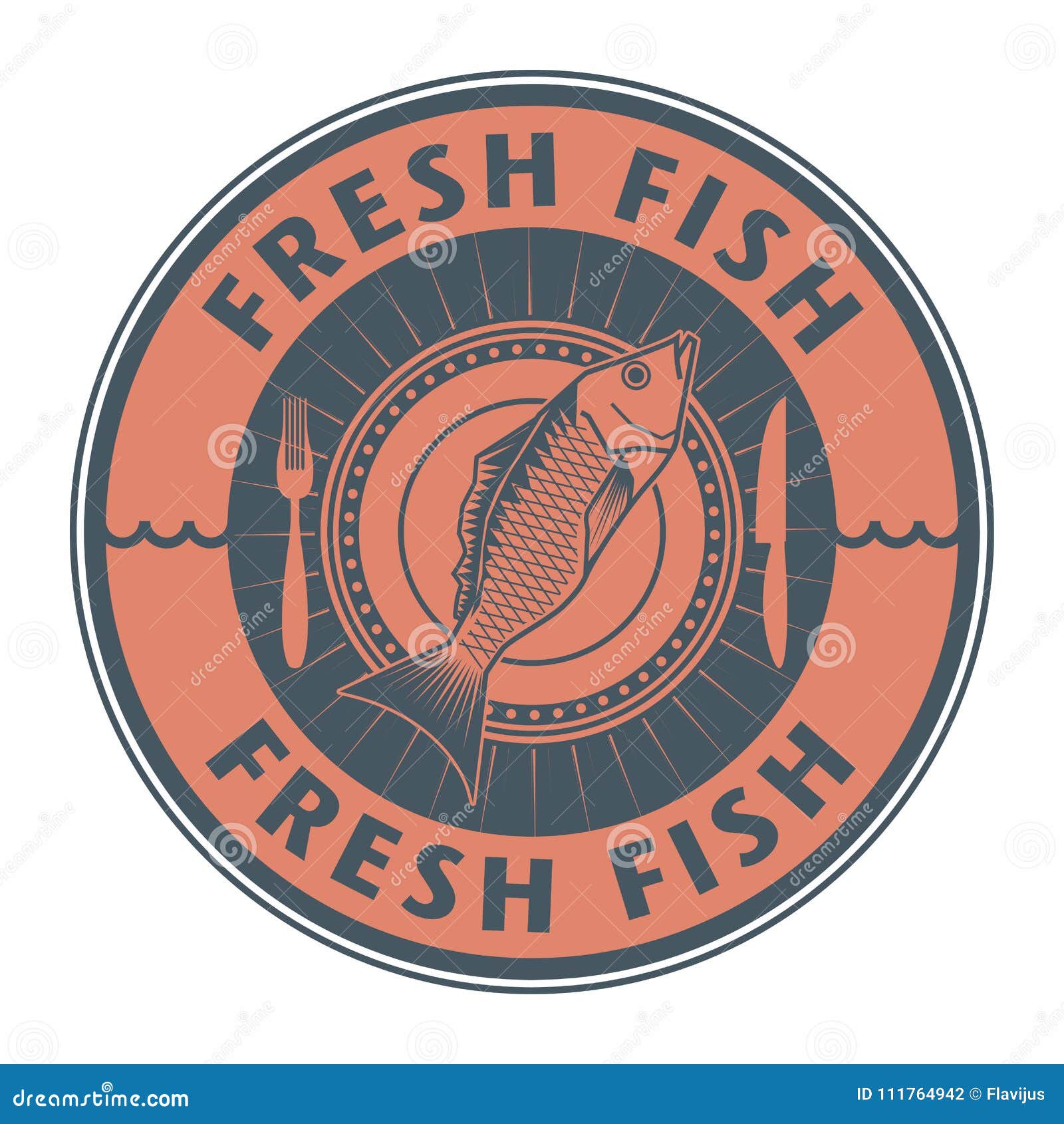 Stamp with Fish Shape and the Word Fresh Fish Stock Illustration ...