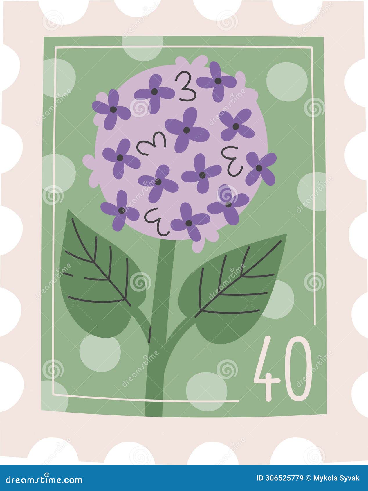 Stamp with Flowers stock vector. Illustration of background - 306525779