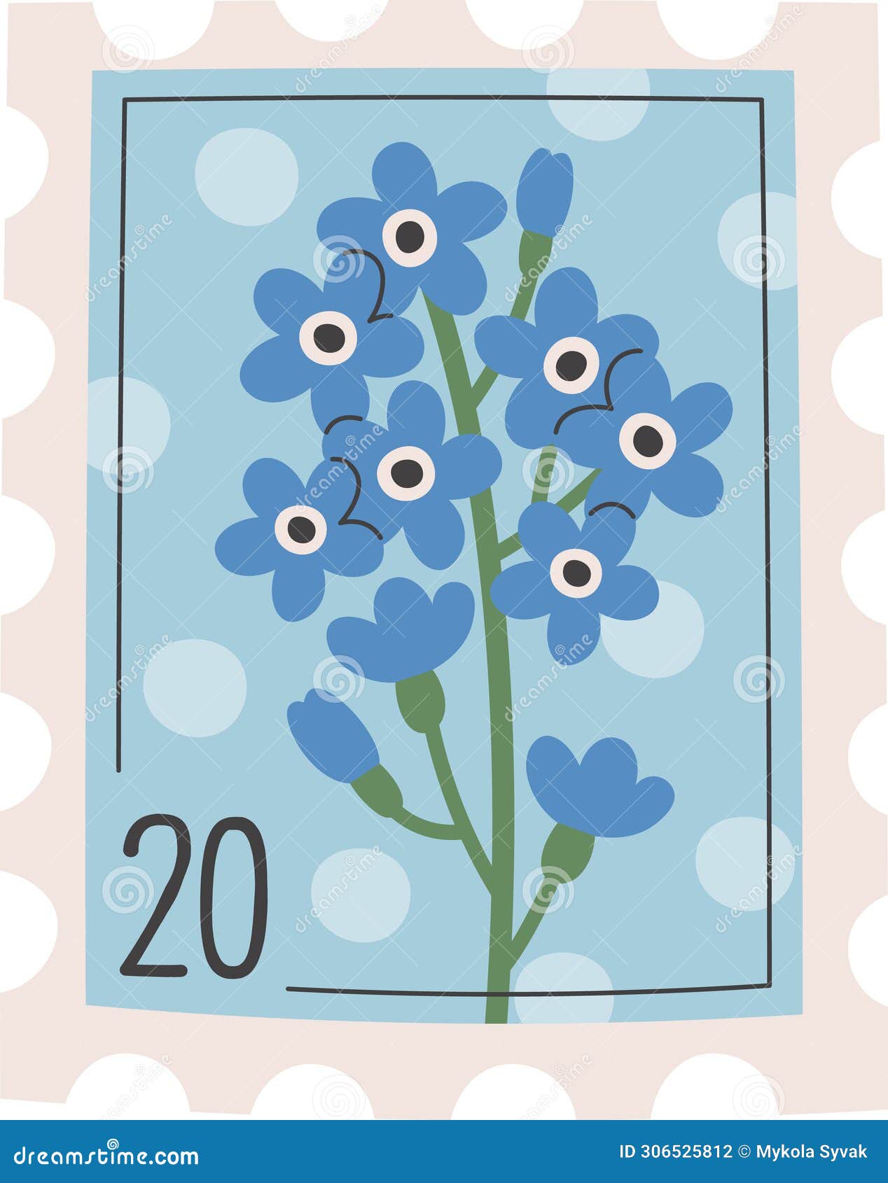 Stamp with Flowers stock vector. Illustration of floral - 306525812