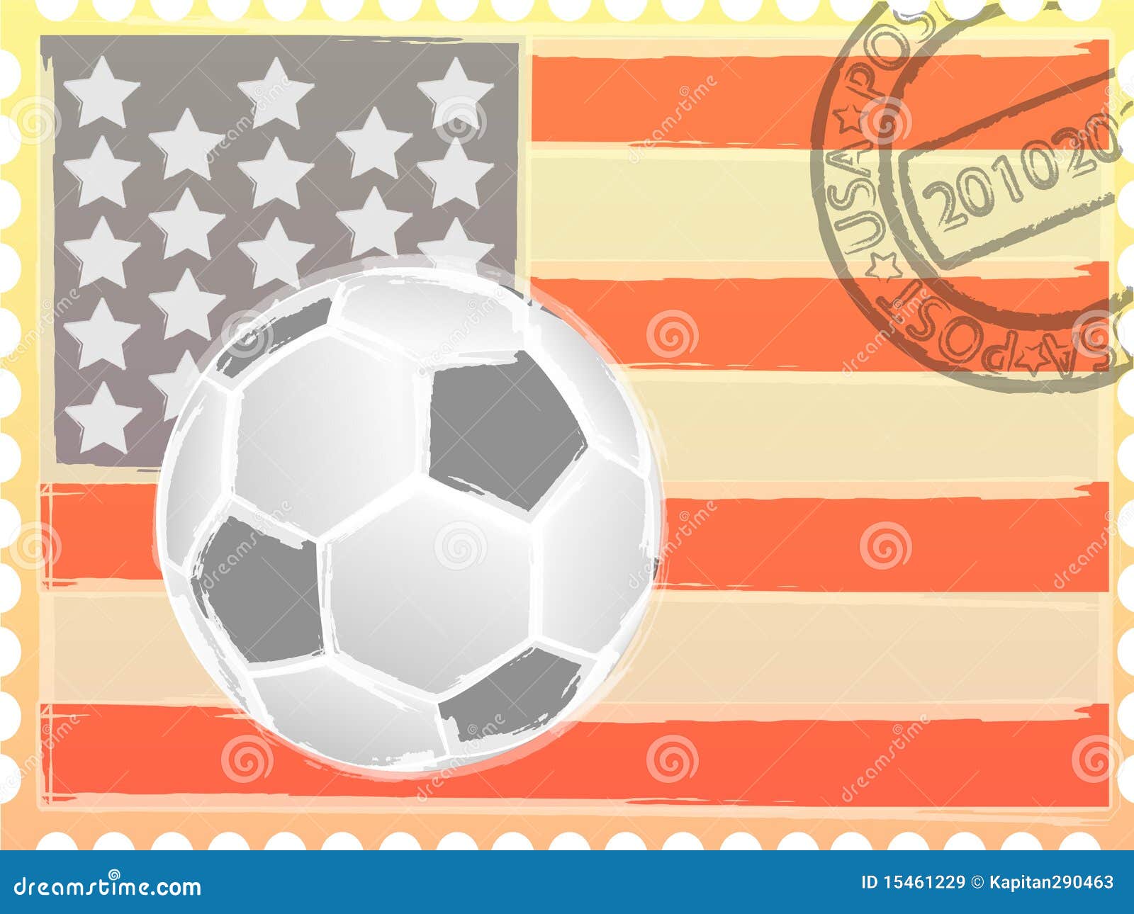 Stamp and football stock vector. Illustration of stars - 15461229
