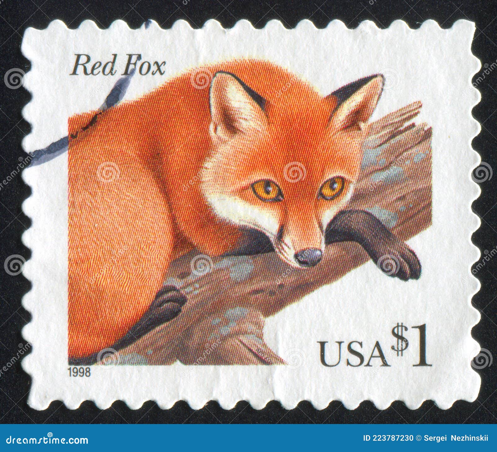 Stamp fox editorial image. Image of animal, seal, philately - 223787230