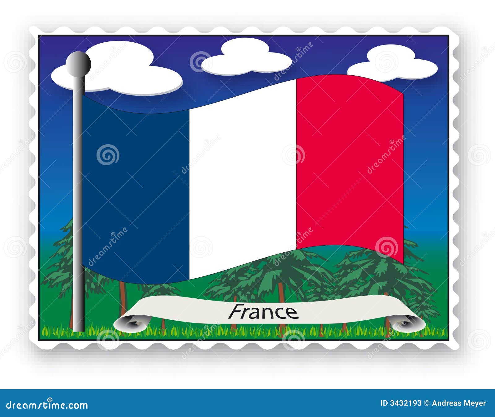 Stamp France stock vector. Illustration of symbol, europe - 3432193