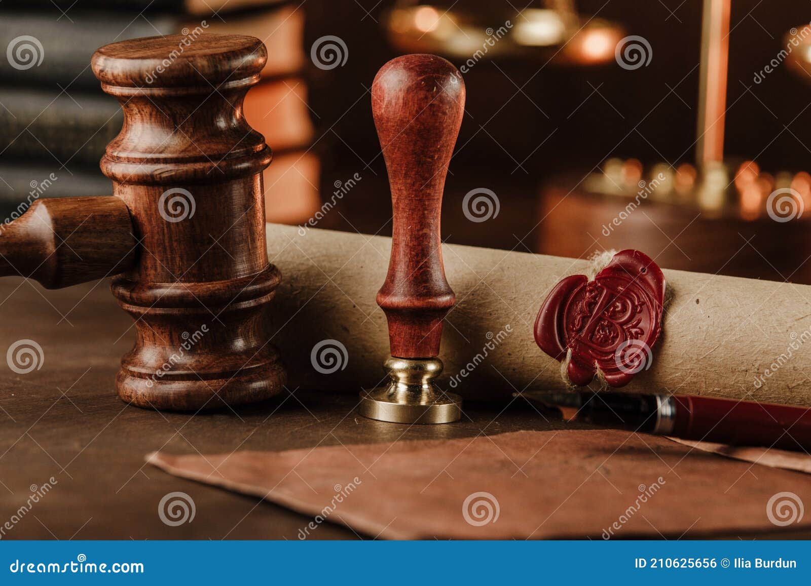 Stamp, Gavel and Testament. Notary Public Tools Stock Photo - Image of ...
