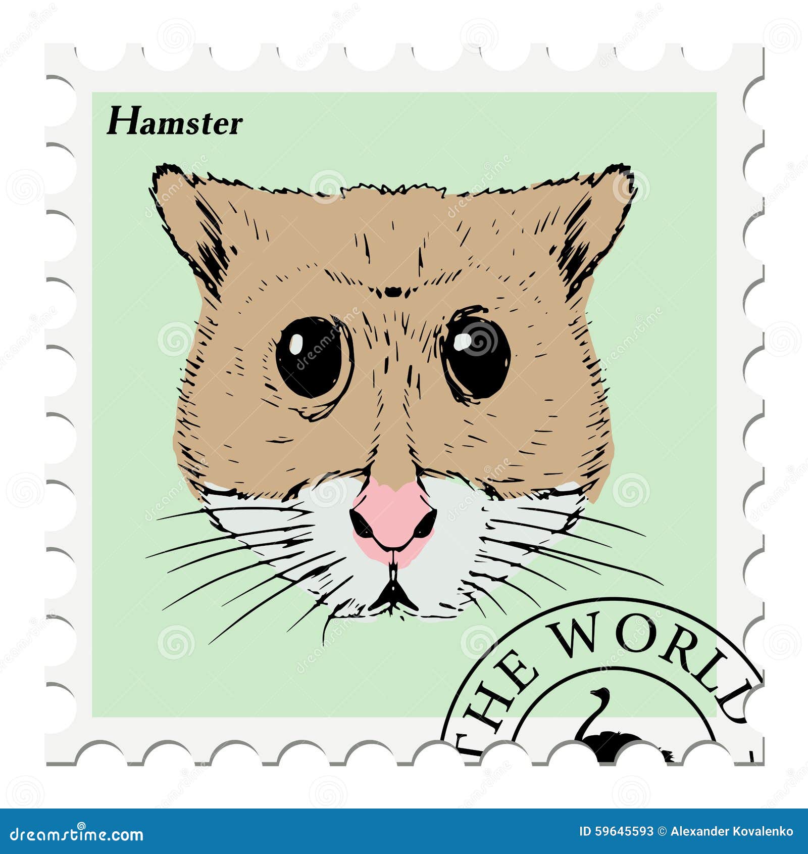 Stamp with hamster stock illustration. Illustration of postal - 59645593