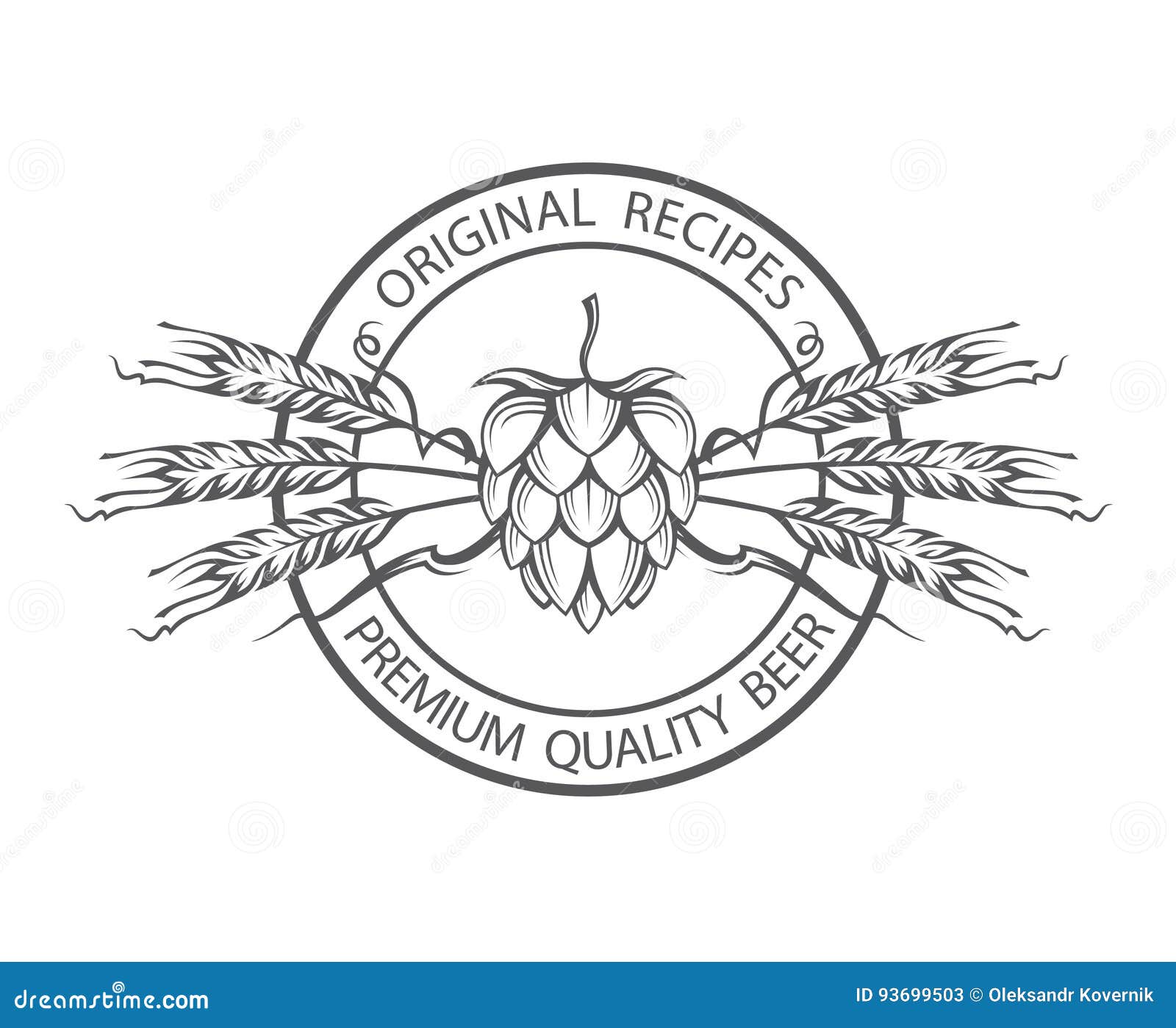 Stamp with Hops and Barley Ear Stock Vector - Illustration of equipment ...