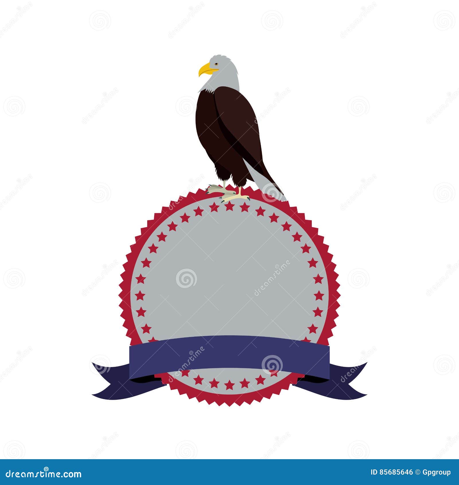 Stamp with Label and Eagle Standing Stock Illustration - Illustration ...